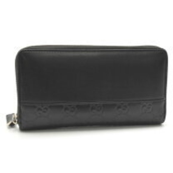 Gucci | Bags | Gucci Signature Wallet Shima Leather Black Long | Poshmark